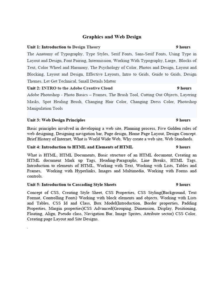 Graphics and Web Design - Course 1 | PDF