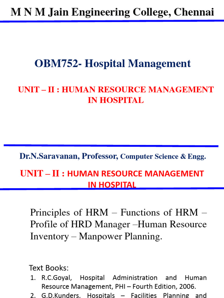 Hospital Managment Unit 2 Pdf Human Resources Human Resource