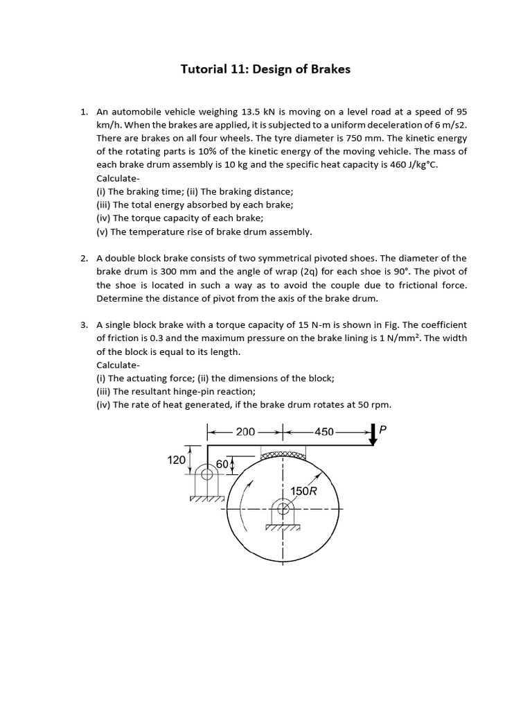 Brake Design Calculations Tutorial | PDF | Home & Garden | Science ...