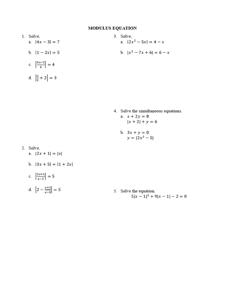Modulus Equation PDF