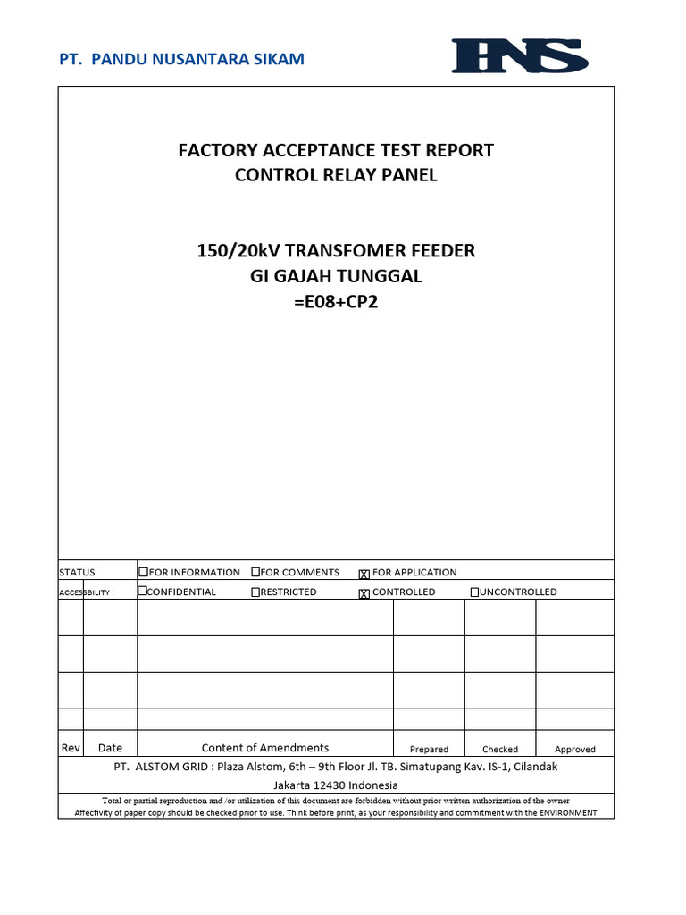 Form Test Alarm Trafo 2 GI Gajah Tunggal | PDF | Electrical Wiring ...