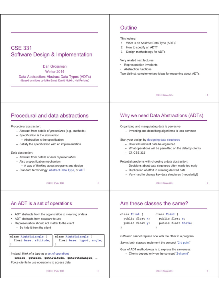 Lec5-Adts 6up | PDF | Abstraction (Computer Science) | Data Type