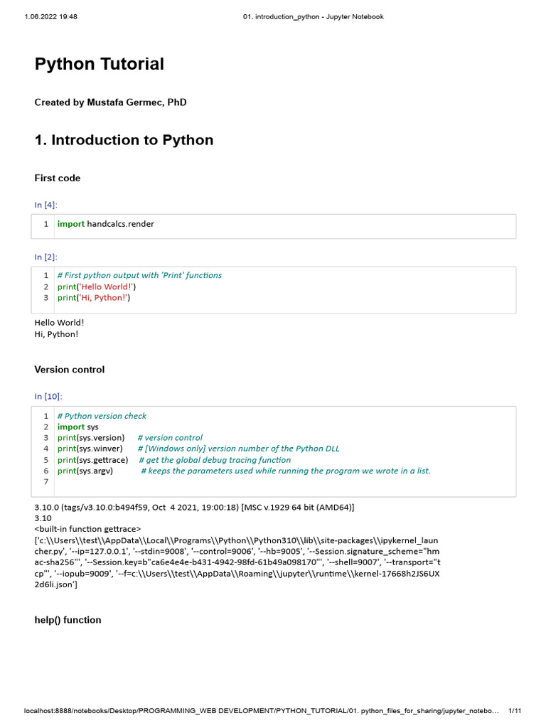 01.introduction Python JupyterNotebook | Download Free PDF | Boolean Data Type | Software ...