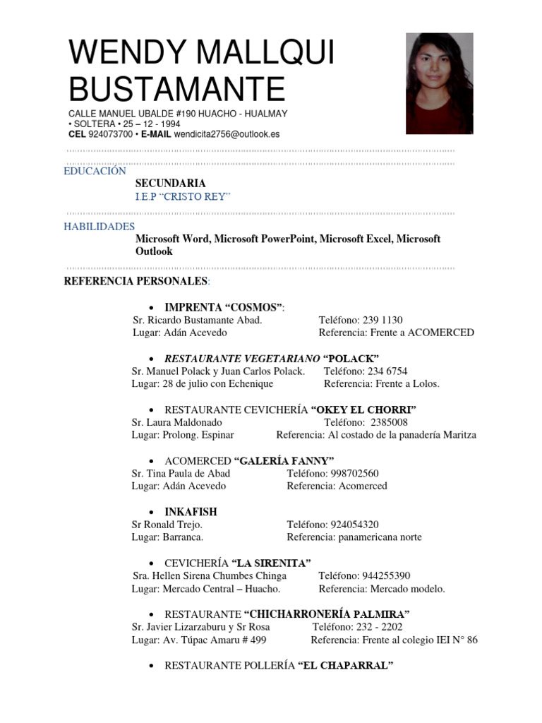 CV Wendy | PDF | Microsoft | Software