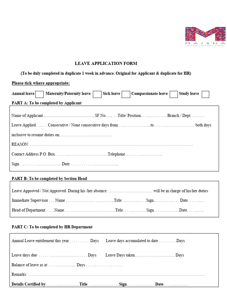 Leave Application Form | PDF