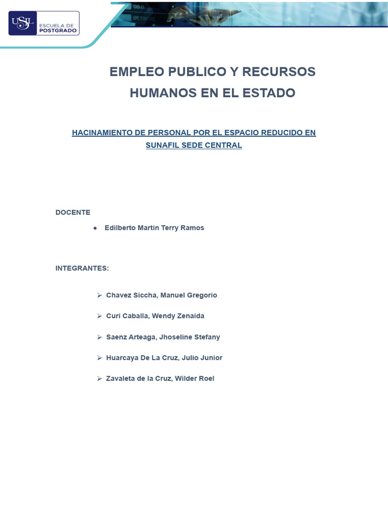 Hacinamiento en SUNAFIL: Análisis y Propuestas | PDF | Gestión de recursos humanos | Reclutamiento