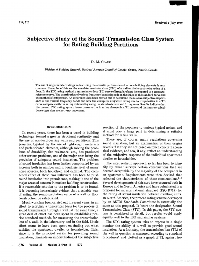Subjective Study of The Sound-Transmission Class System | PDF | Sound ...