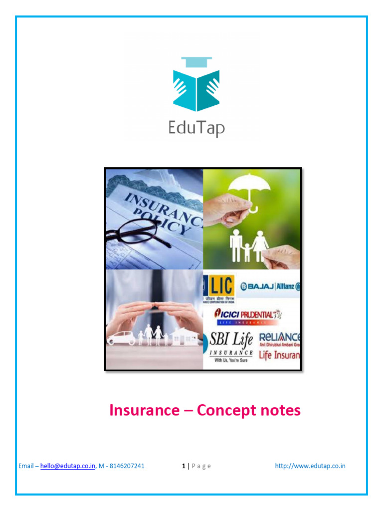 Concept Notes - Insurance Lyst5550 | PDF | Insurance | Life Insurance