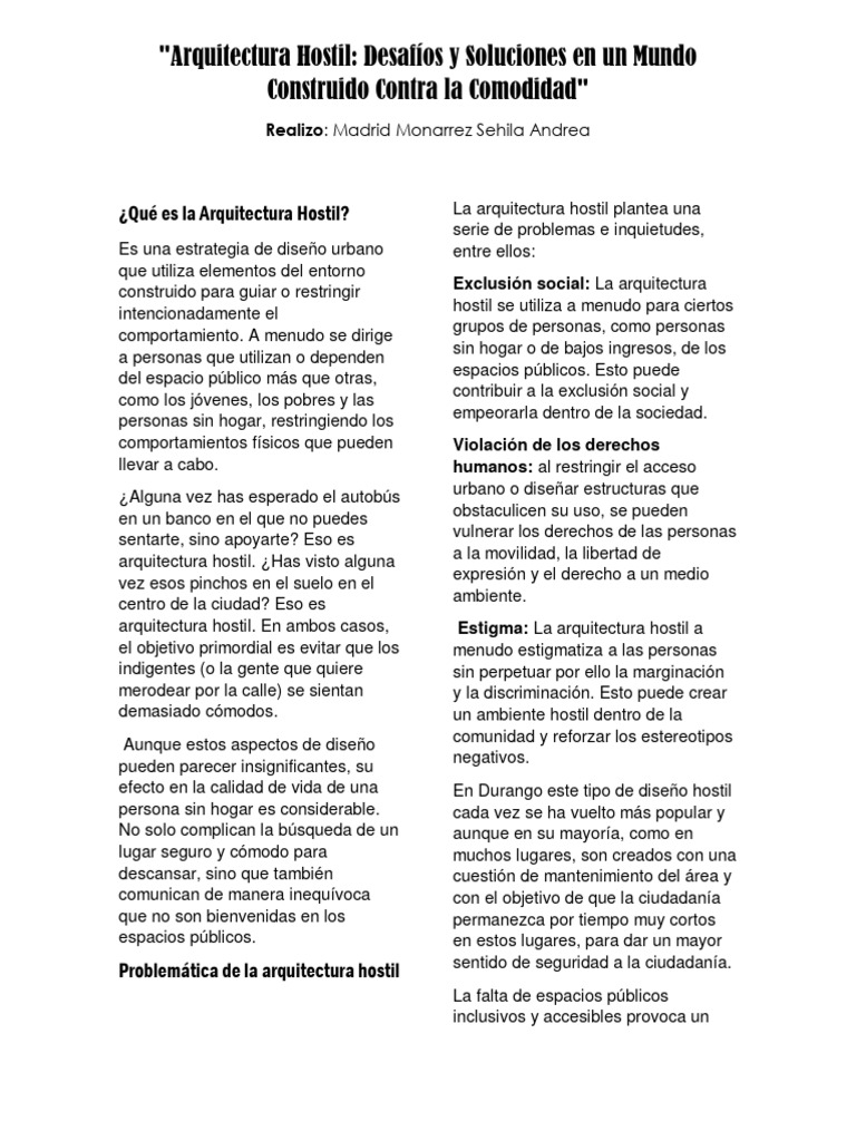Arquitectura Hostil | PDF Arquitectura Hostil | PDF