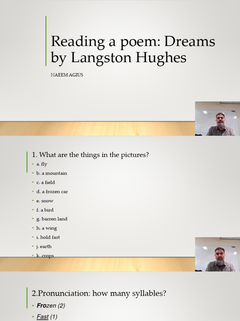 E1 Langston Hughes Dreams Feedback Rec 1 | PDF
