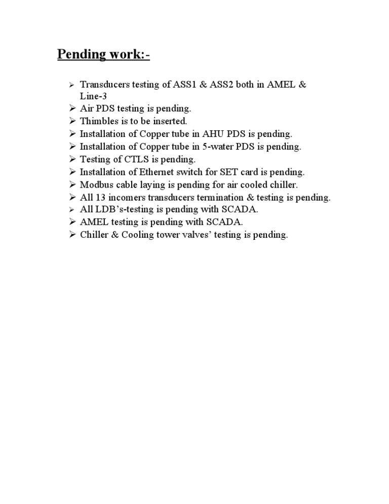 Pending Work | PDF