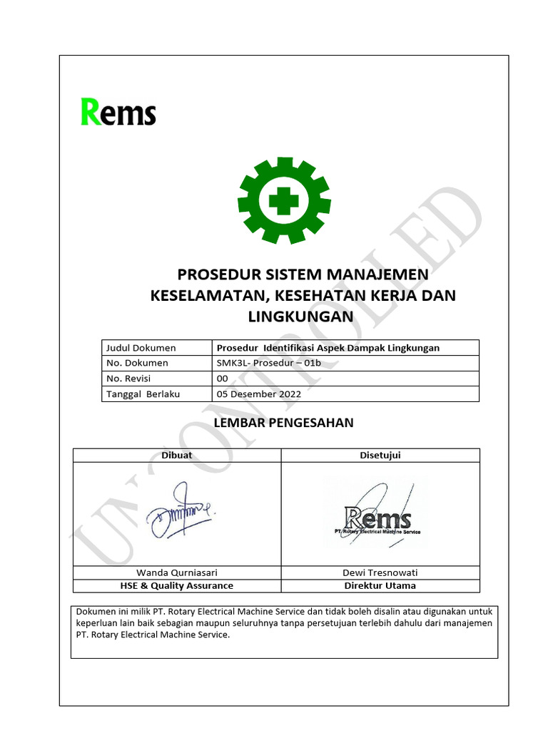 1.b. Prosedur Identifikasi Aspek Dampak Lingkungan (IADL ...