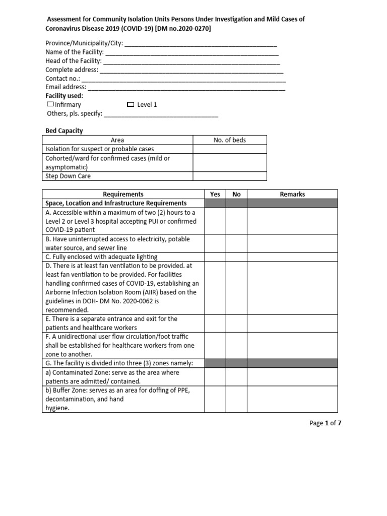 CIU Assessment Tool for COVID-19 | PDF | Nursing | Toilet