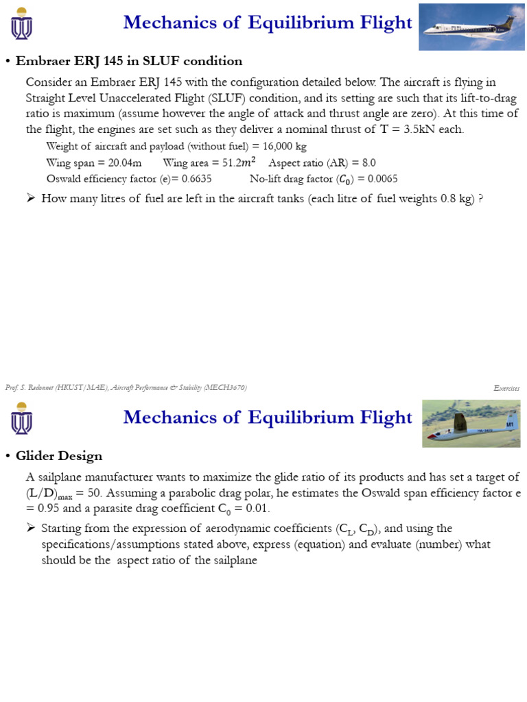 X - MECH3670 - X - Tutorial 5 - Problems | PDF | Flight | Aeronautics