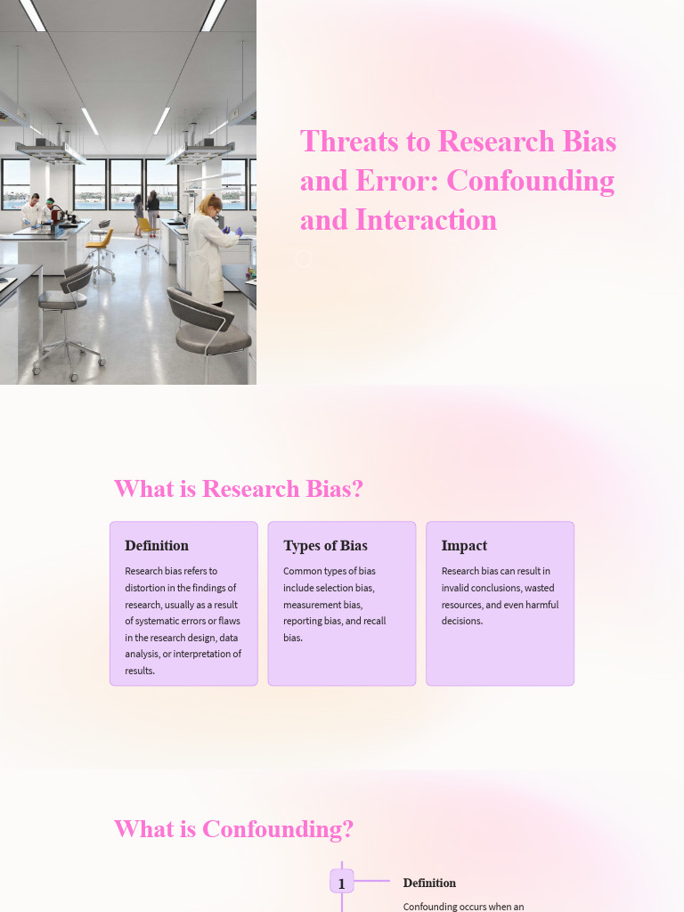 Threats To Research Bias and Error Confounding and Interaction | PDF | Confounding | Bias