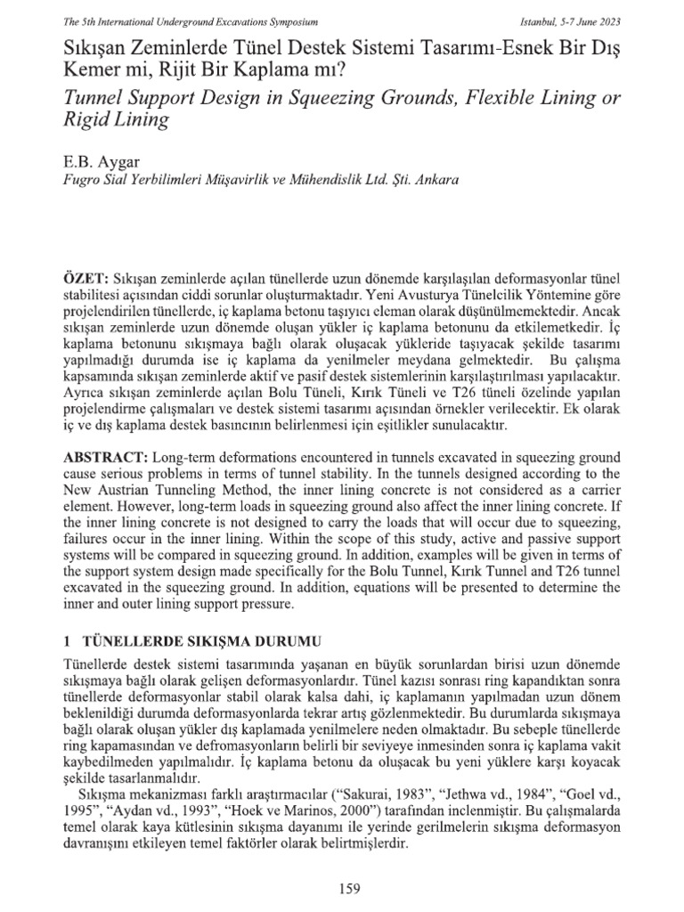 Tunnel Support Design in Squeezing Grounds, Flexible Lining or Rigid ...