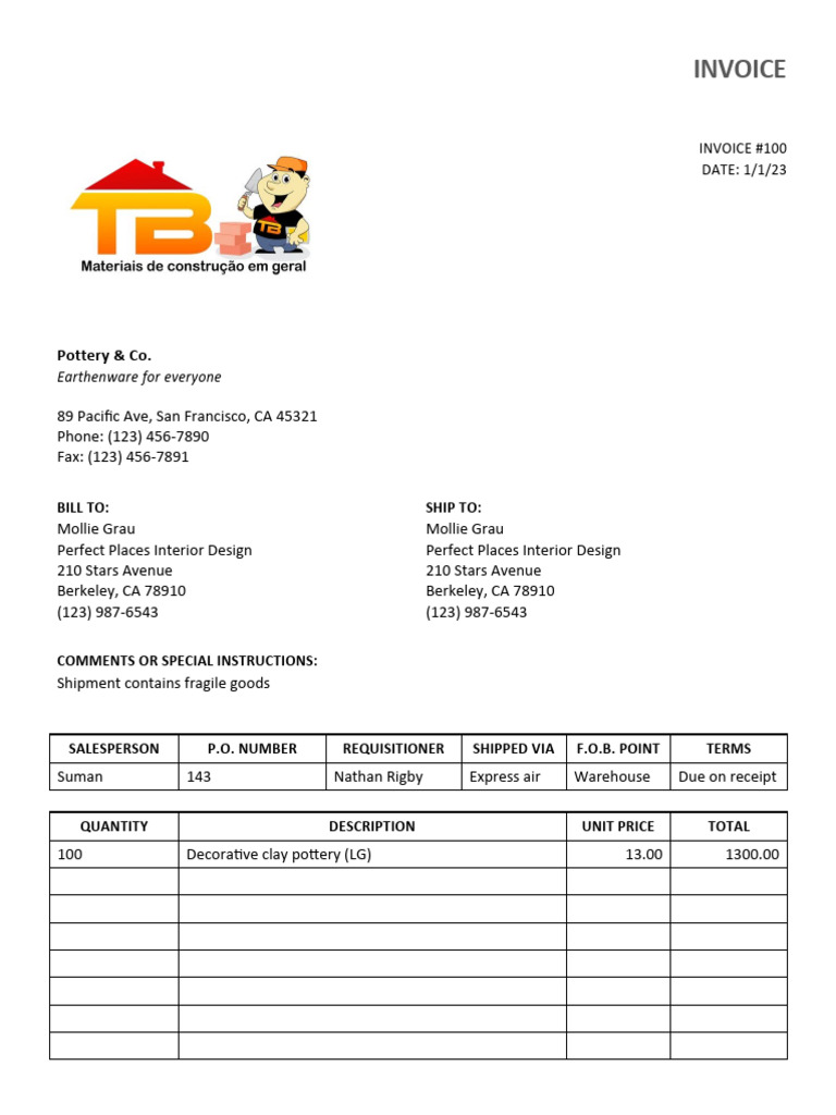 Simple sales invoice (1) | PDF