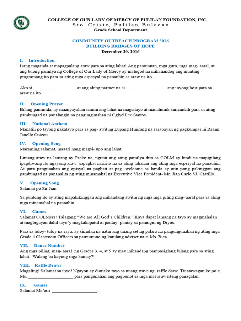 Community Outreach Program 2016 | PDF