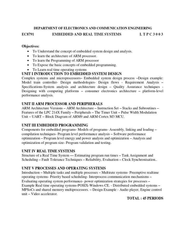Ec8791 LN | PDF | Embedded System | Microprocessor