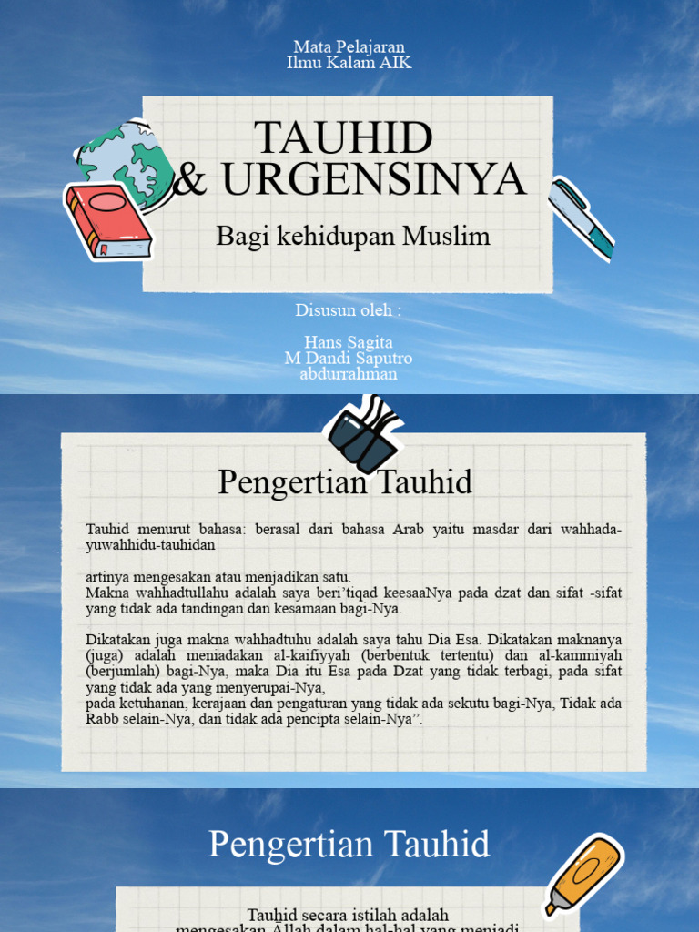 Presentasi Tugas Kelompok Tauhid Dan Urgensinya | PDF