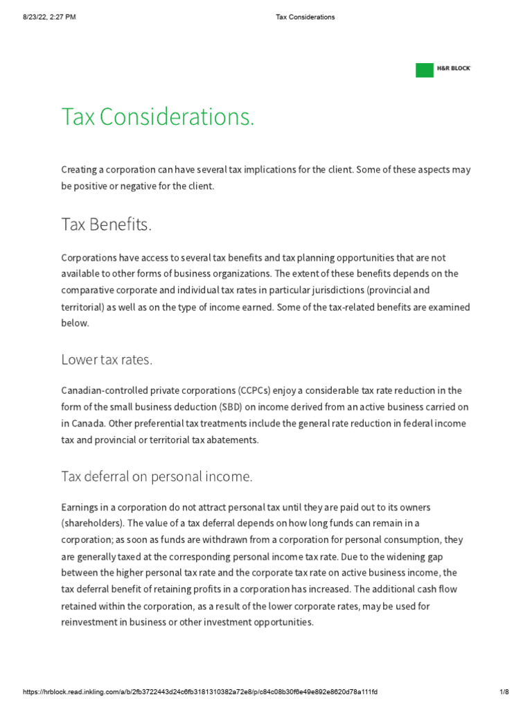 Tax Considerations | Download Free PDF | Taxes | Dividend