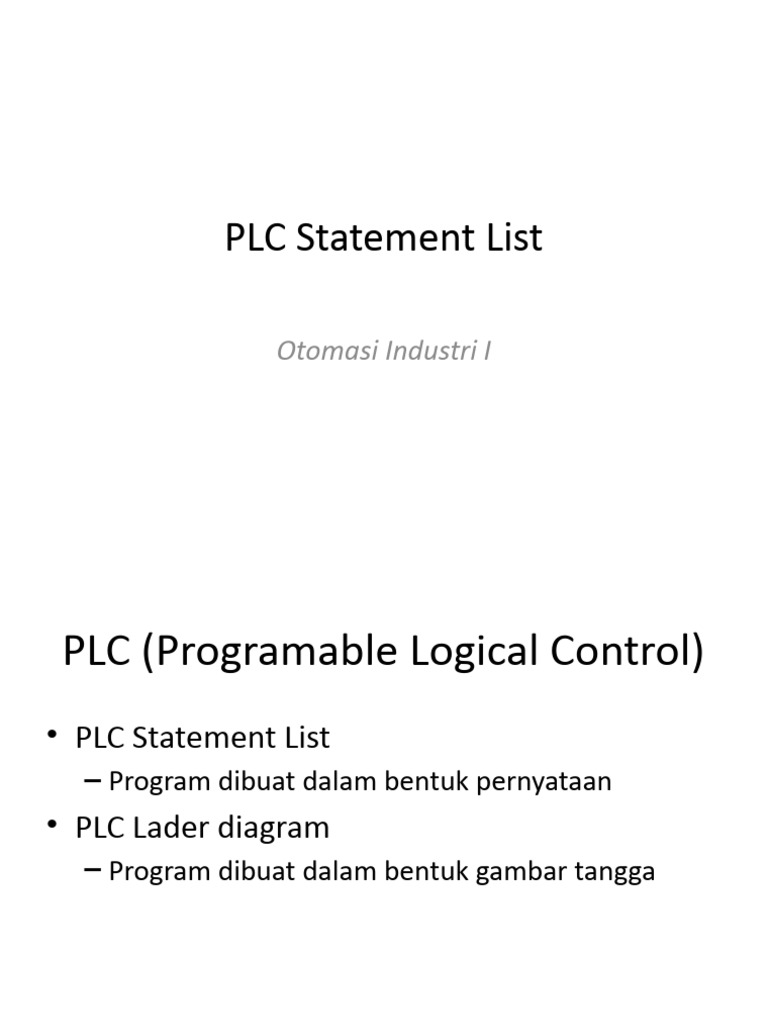 Pertemuan 11. PLC Statement List | PDF
