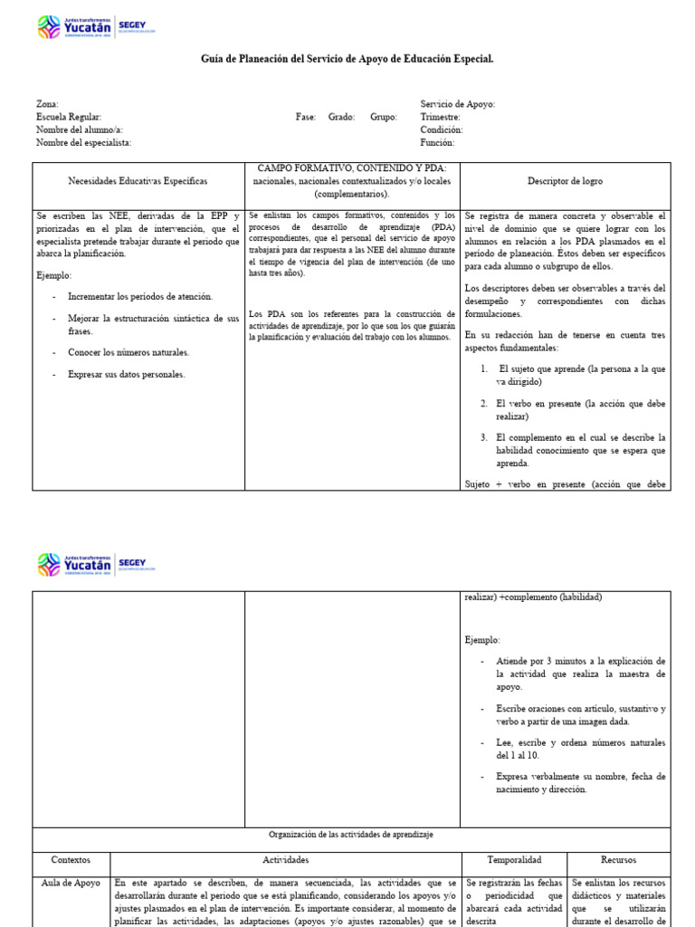 NEM Guía USAER Planeación. Sept 2023 Zona 07 | PDF | Evaluación | Aprendizaje