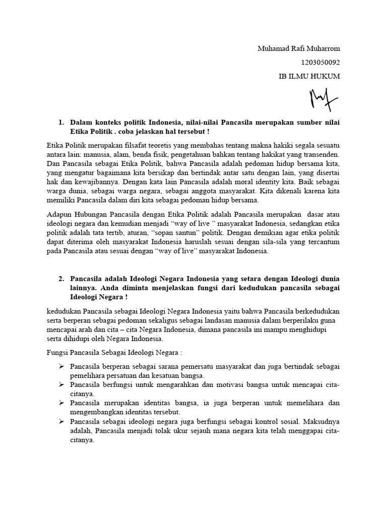 1B - Muhamad Rafi Muharrom - UAS PANCASILA | PDF 1B - Muhamad Rafi Muharrom - UAS PANCASILA | PDF