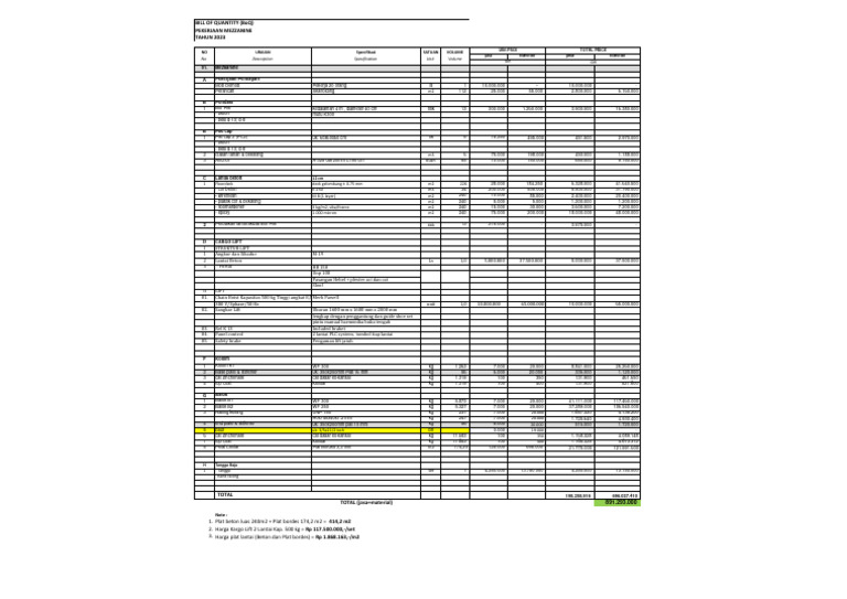 BOQ Mezzanine (REV) | PDF