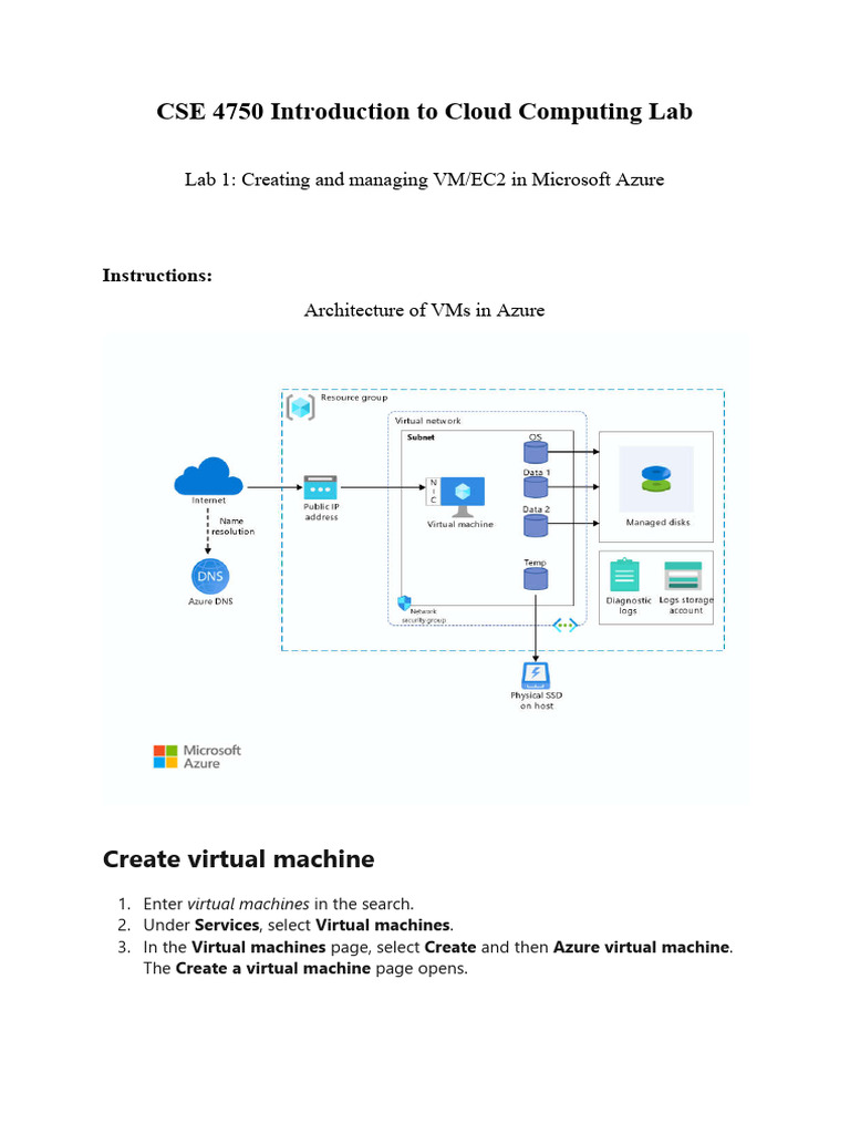 CSE 4750 Introduction To Cloud Computing Lab1 | PDF | Virtual Machine | Application Layer Protocols