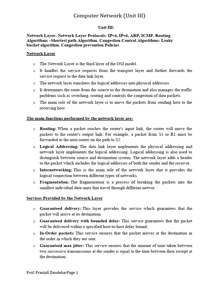 Unit 3 CN | Download Free PDF | I Pv6 | Internet Protocols