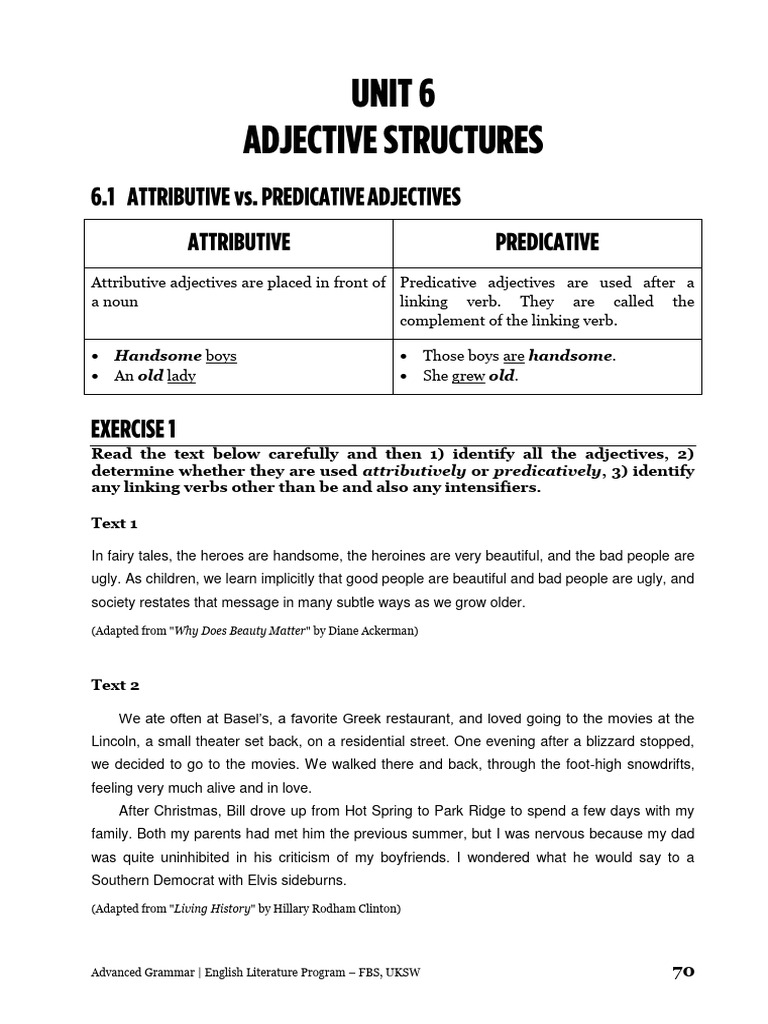 06 Adjective Structures | PDF | Adjective | Verb