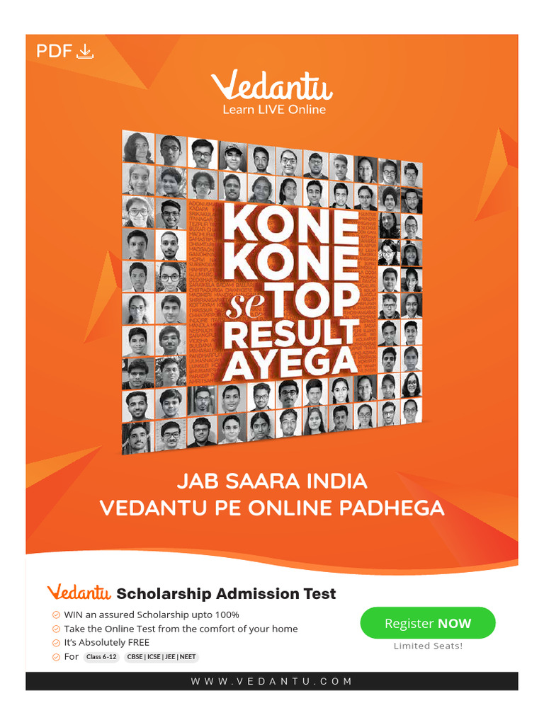Vedantu Scholarship Test for Students | PDF | Periodic Table | Ion