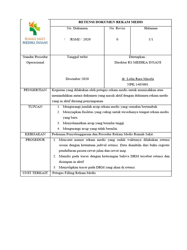 Prosedur Retensi Rekam Medis | PDF | Self-Improvement