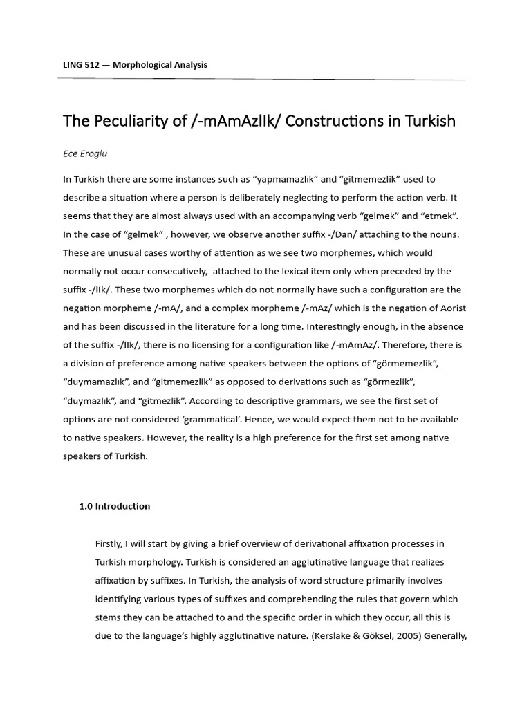 LING 512MorphologyPaper | PDF | Morphology (Linguistics) | Morphology