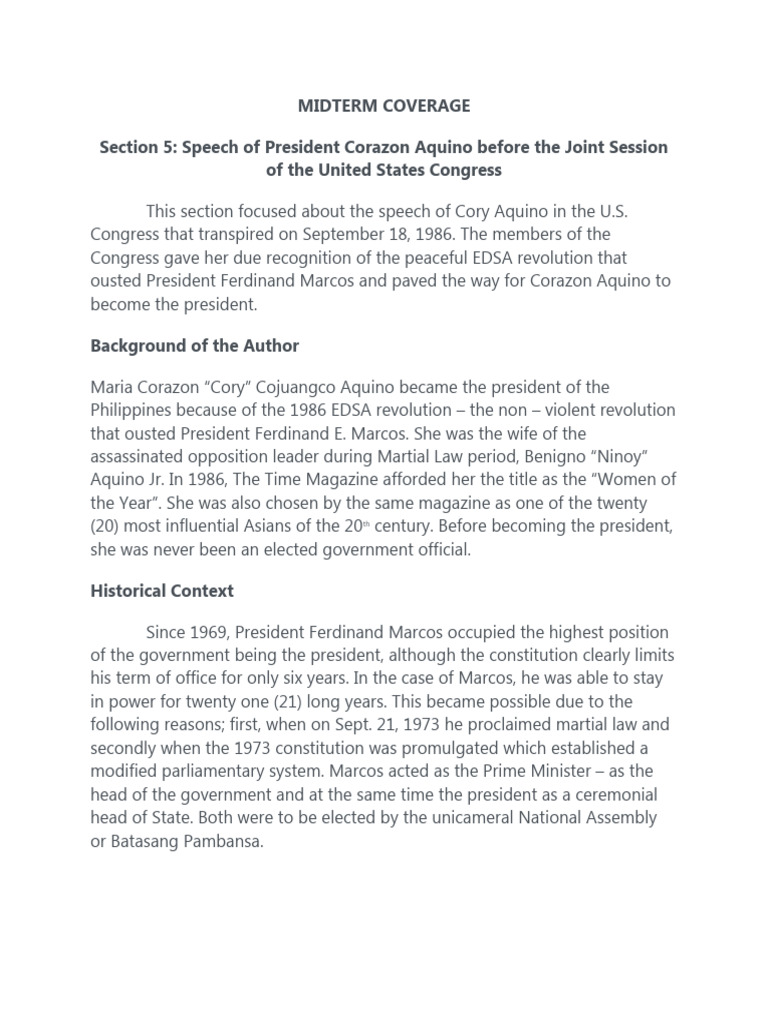 Midterm Coverage | PDF | Corazon Aquino | Philippines