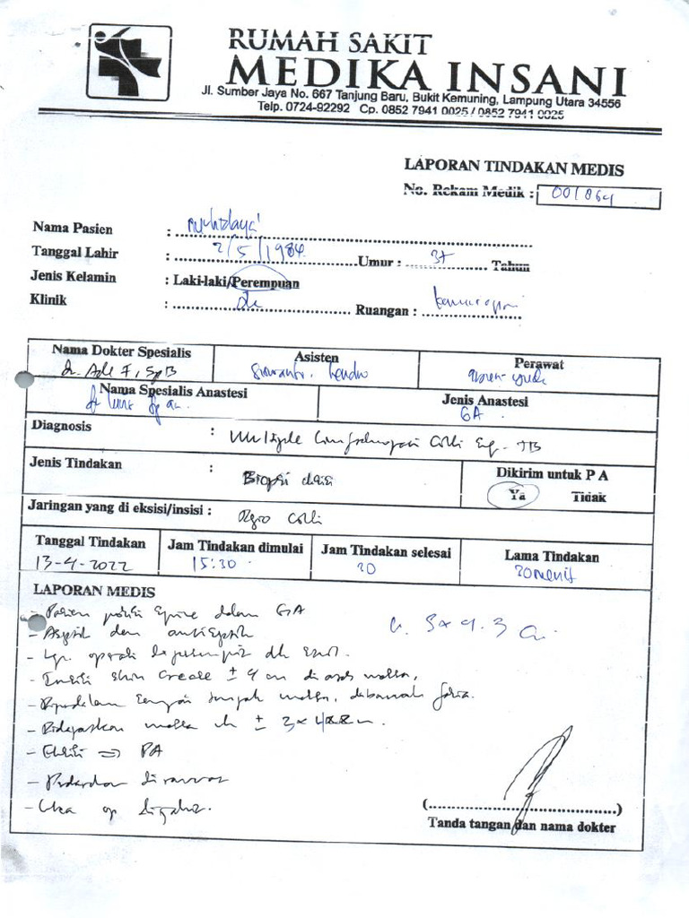 Laporan Operasi, Usg, Hasil Pa | PDF