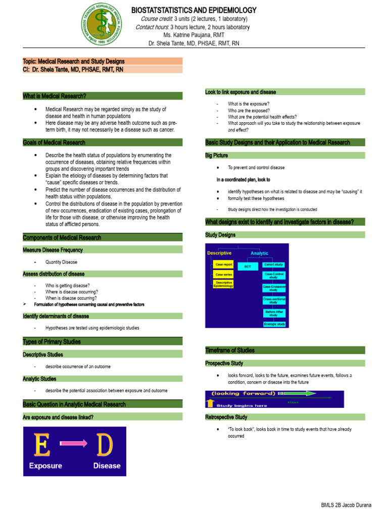 BIOSTATS Topic 1 Medical Research and Study Design | PDF | Cohort Study ...