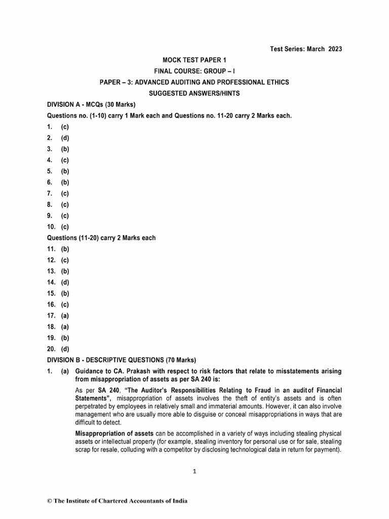 Audit MTP1 Soln | PDF