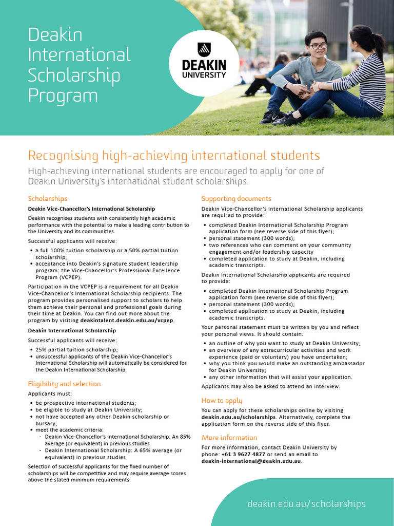 Form Deakin International Scholarship Program A4 2019 Updated | PDF
