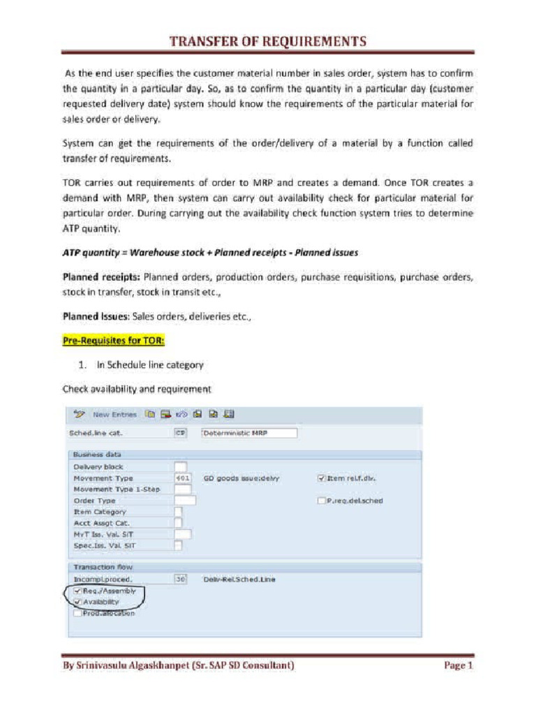 Transfer of Requirements (TOR) | PDF