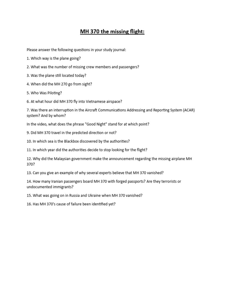 MH370 Missing Flight FAQs | PDF | Social Science