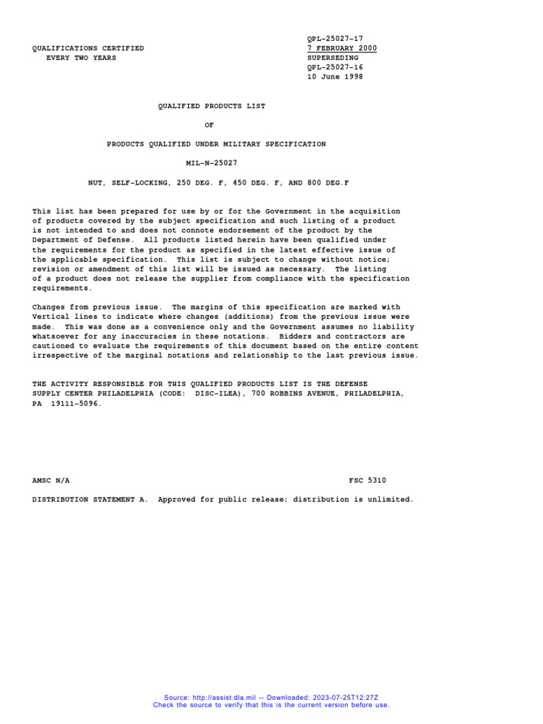 QPL MS17825 | PDF | Specification (Technical Standard) | Secondary ...