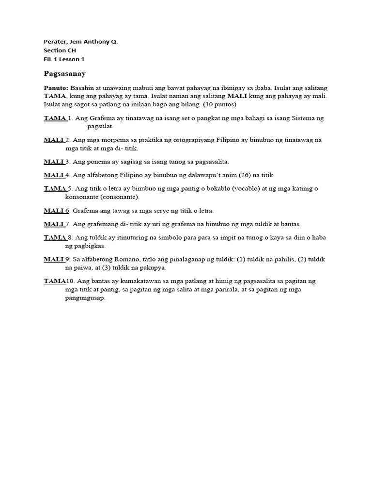 Perater, Fil 1 Module 3 Lesson 1 | PDF