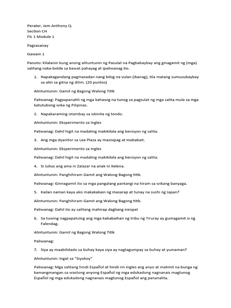 Perater, Fil 1 Module 3 Lesson 2 | PDF