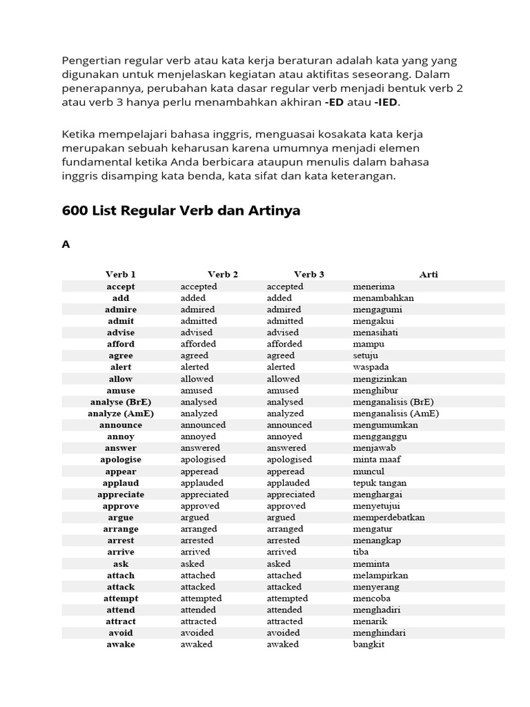 Regular Verb 23 Pdf