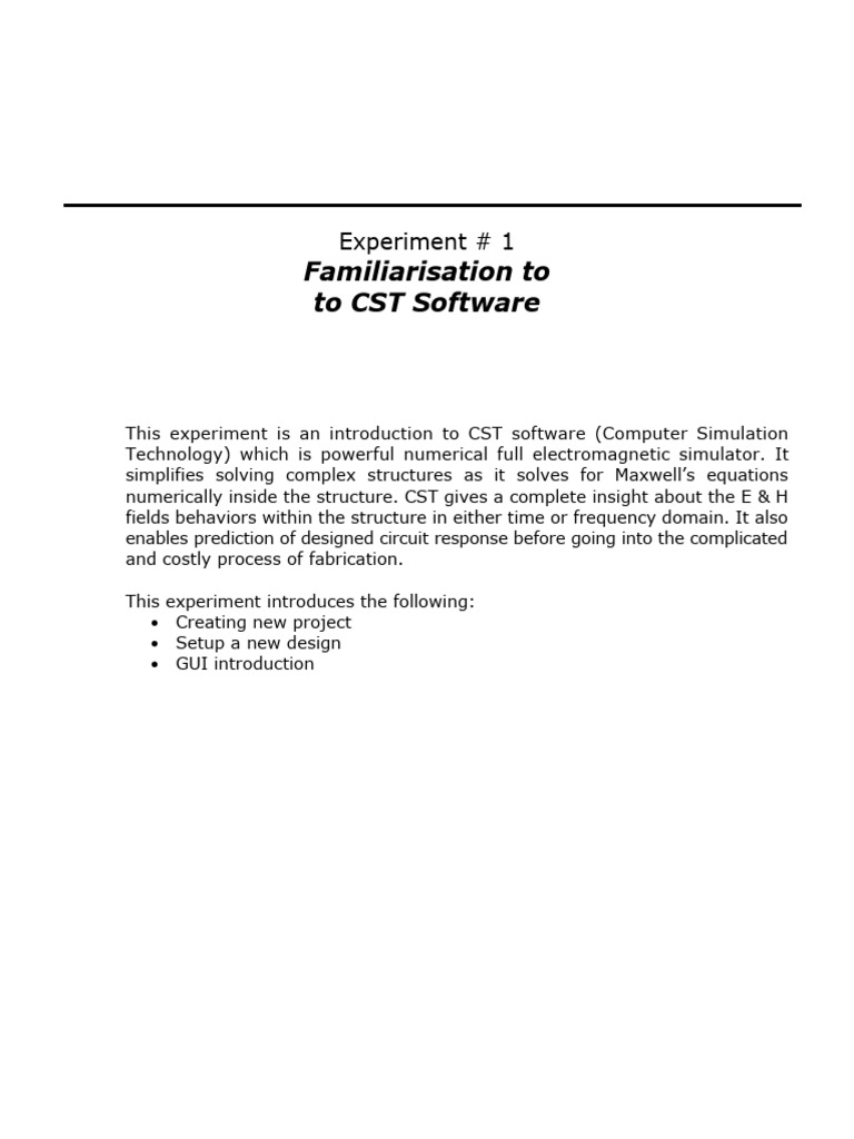 CST Software Familiarisation | PDF