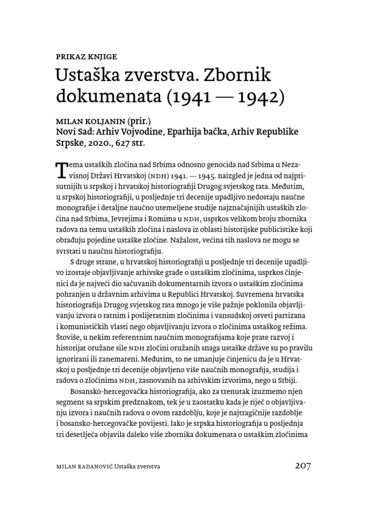 Milan Koljanin Prir Ustaska Zverstva Zbo | PDF