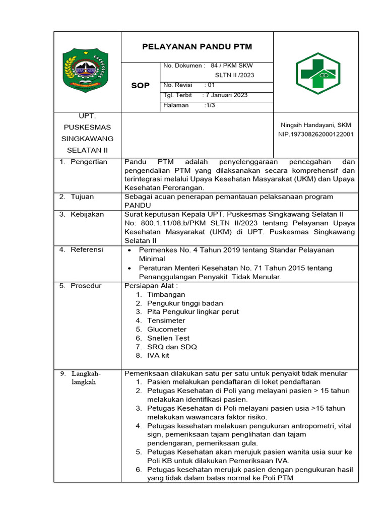 SOP Pandu PTM | PDF