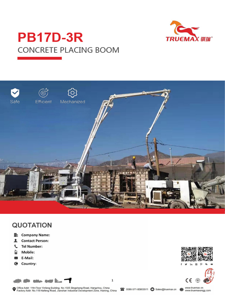 Concrete Placing Boom Wheel Type PB17D-3R | PDF | Valve | Personal ...